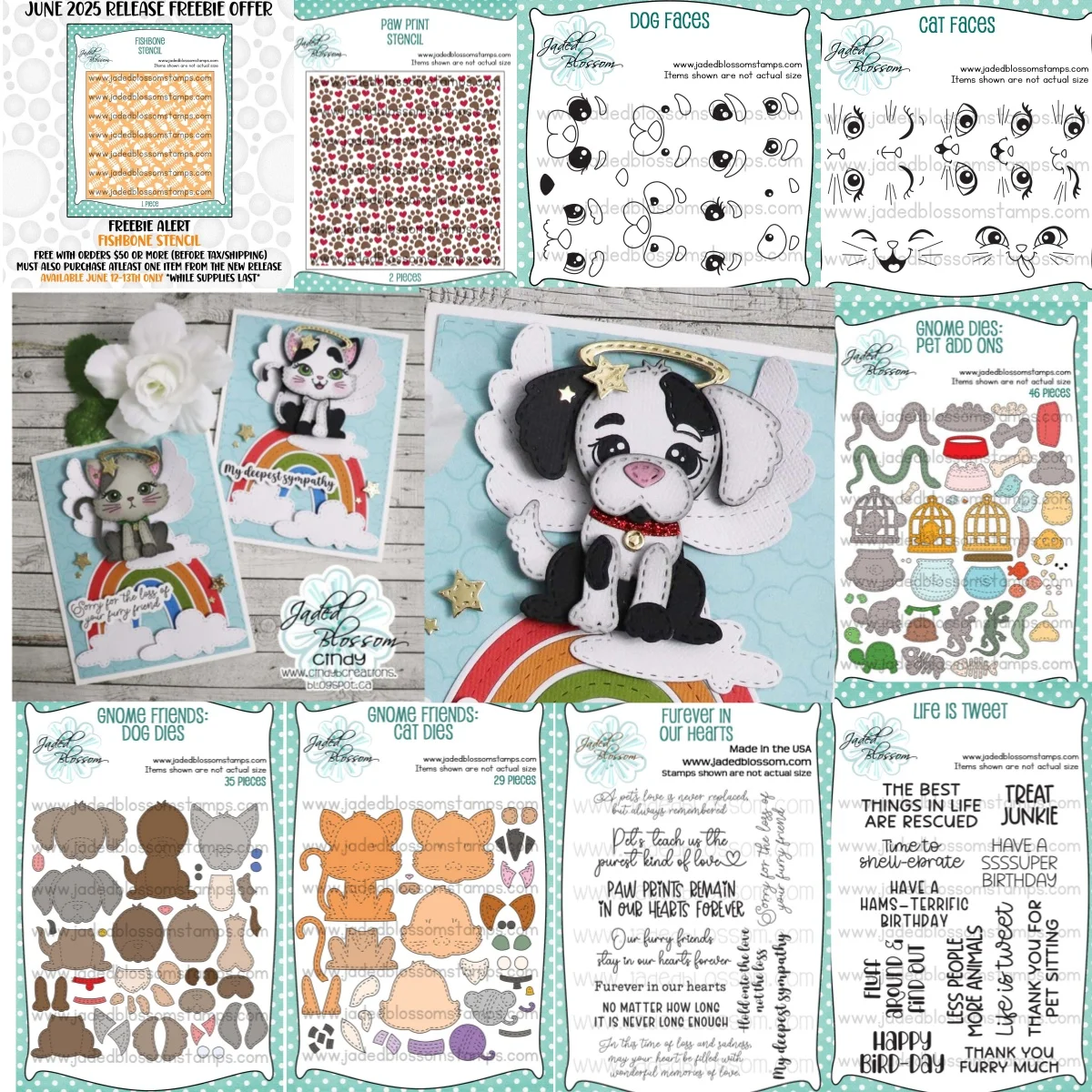 Dog Cat Faces Gnome Friends Metal Cutting Dies Clear Stamps Stencil DIY ...