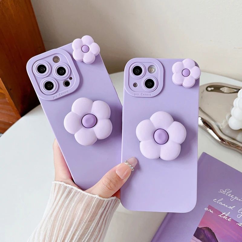 3D-Cute-Flower-Stand-TPU-Soft-Case-for-iPhone-15-Pro-Max-15-Plus-14 ...