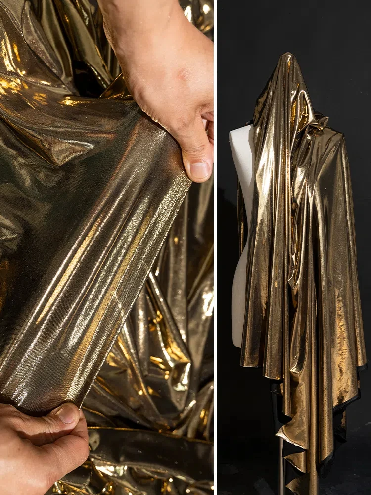 Liquid metal fabric with texture luster sparkling fabric elastic ...
