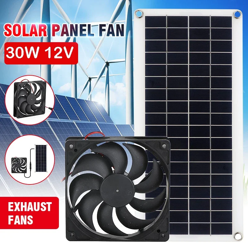 Solar-Panel-Fan-Set-12V-30W-Mini-Solar-Cell-DIY-Plate-Kit-Outdoor-for ...