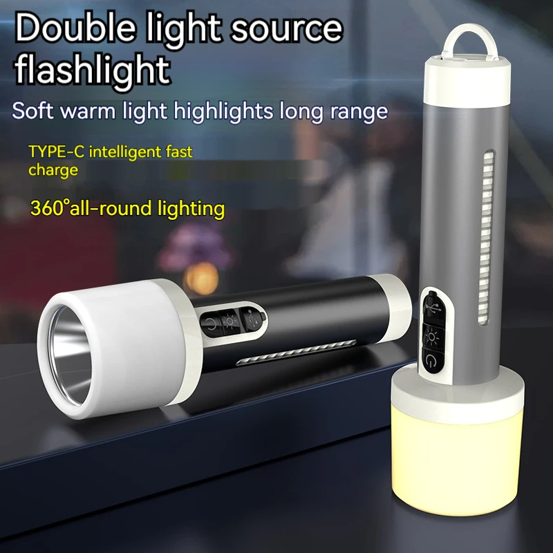 LED-Double-Light-Flashlight-Rechargeable-Handheld-Torch-5-Lighting ...