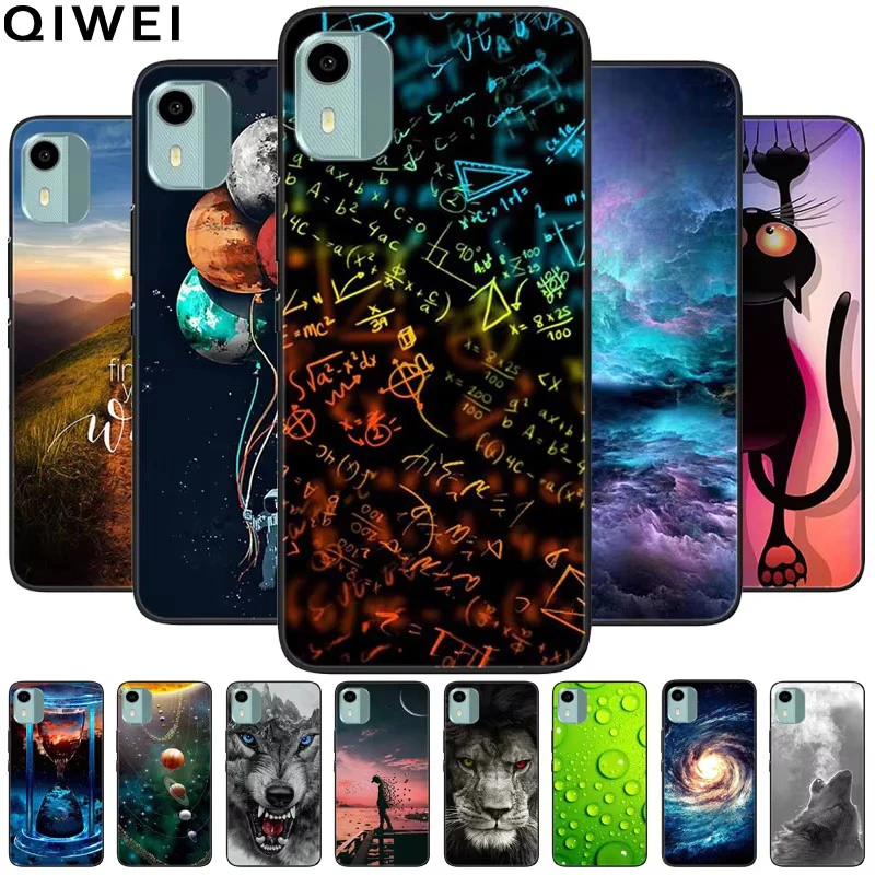 For Nokia C02 Case C32 C22 Shockproof Silicone Cool Wolf TPU Soft Phone ...