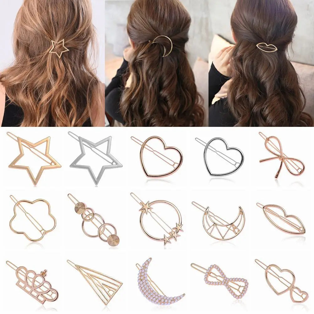 1pc-WomenTriangle-Hair-Clip-Geometric-Alloy-Hairpin-Moon-Circle ...