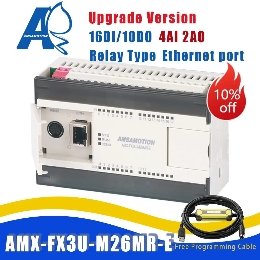 AMX-FX3U-26MR-Ethernet-PLC-Compatible-con-Mitsubishi-MELSEC-controlador ...