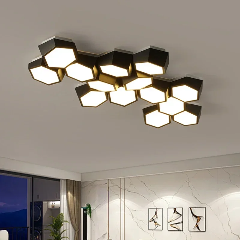Nordic Designer Creative Honeycomb Ceiling Lamp Modern Geometric LED ...