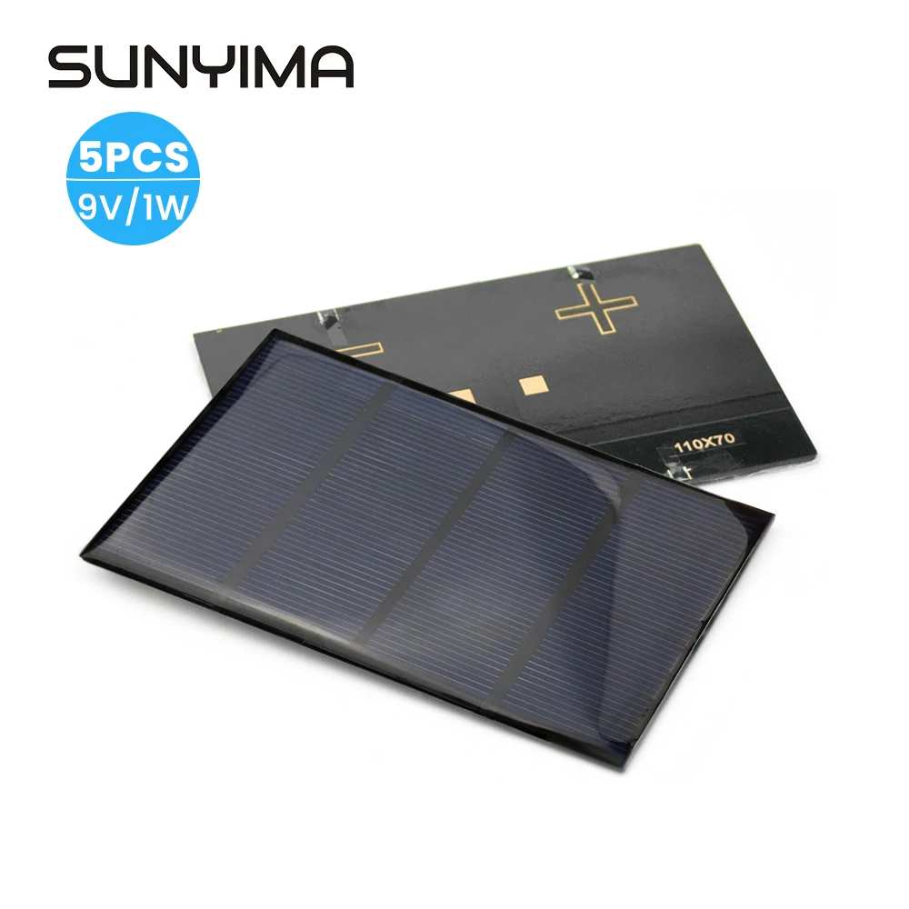 SUNYIMA 5 PCS 9V 1W 110*70mm Solar Cell For Lawn Light Solar Panel ...