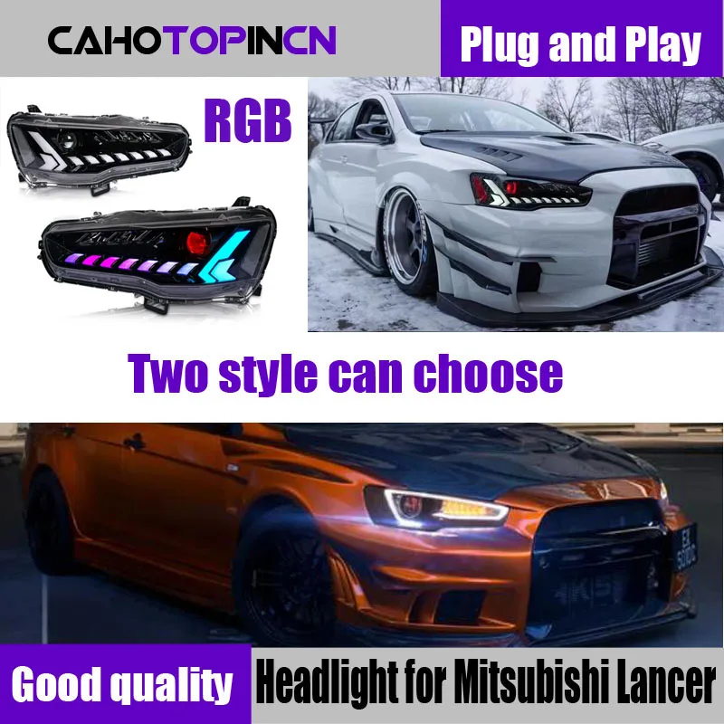 12V-Car-Led-Headlights-For-2008-2018-Mitsubishi-Lancer-EVO-X-DRL-Turn ...