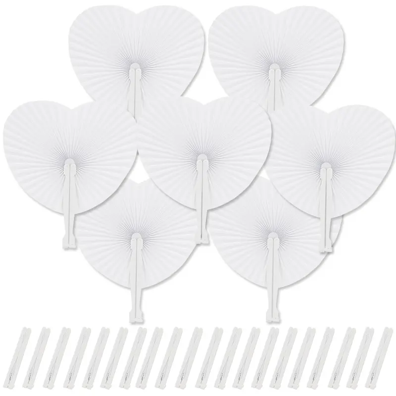 6pcs-Fan-White-Folding-Paper-Fans-Heart-Shaped-Assortment-Wedding-Party ...