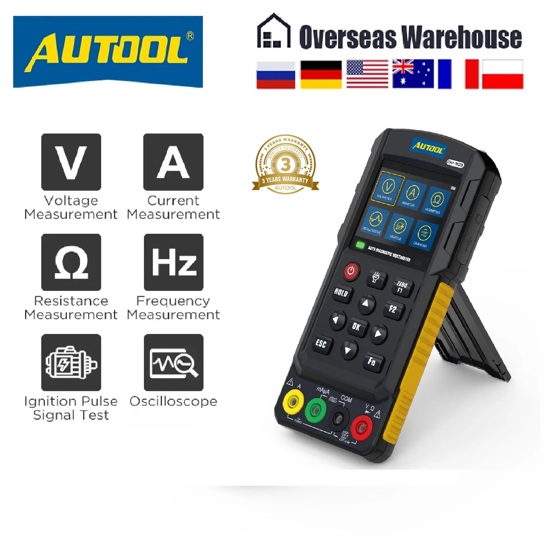 AUTOOL-mult-metro-de-autom-vil-DM303-prueba-de-circuito-prueba-de ...