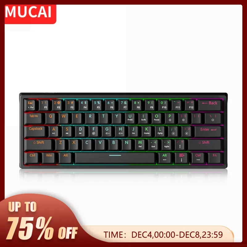 MUCAI-MK61-USB-Gaming-Mechanical-Keyboard-Red-Switch-61-Keys-Wired ...