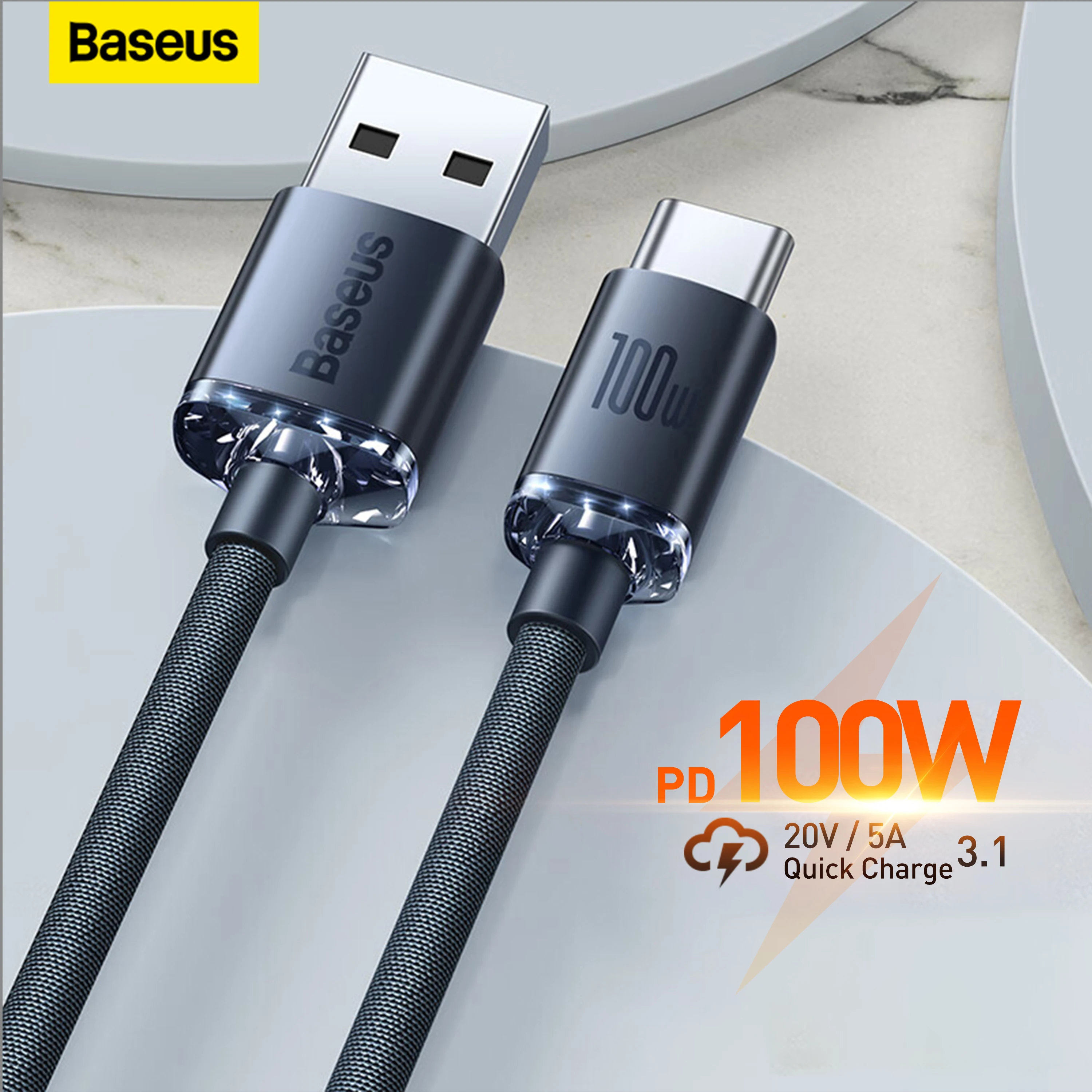 Baseus 100W Cabo USB Tipo C para Samsung Xiaomi Supercharge 5A 100W ...