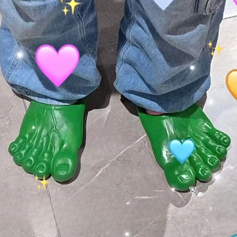 Xiaohongshu-Same-Style-Funny-Toe-Slippers-Spoof-Hulk-Simulation-Big ...