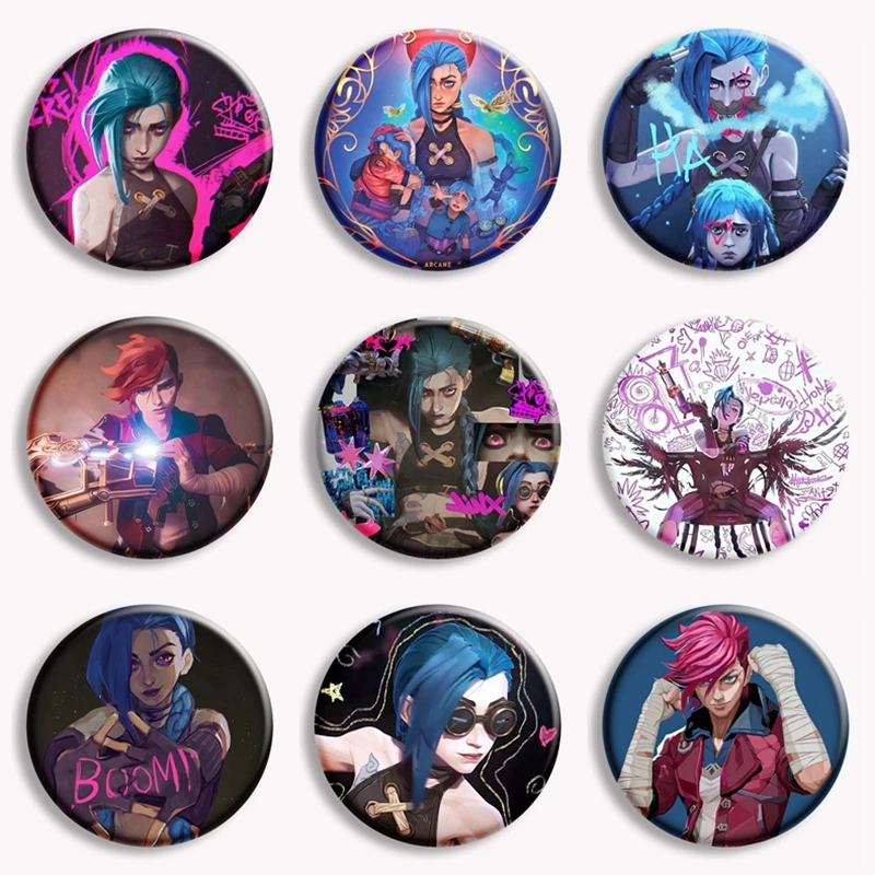 League-of-Legends-Personagem-Est-tica-Bot-o-Pin-Vi-e-Jinx-Fanart-Broche ...
