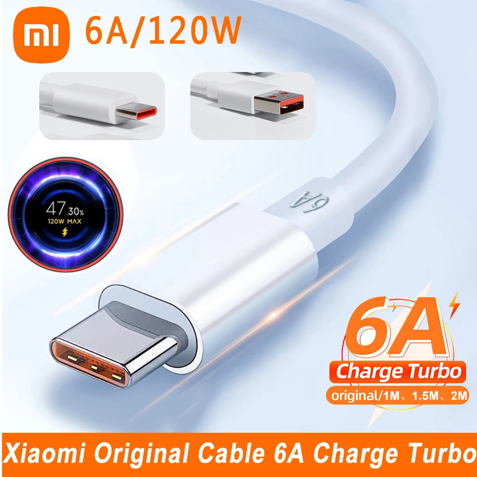 Xiaomi Cable USB tipo C Original, cargador Turbo de teléfono, 6A, USBC, carga rápida, Kabel ...