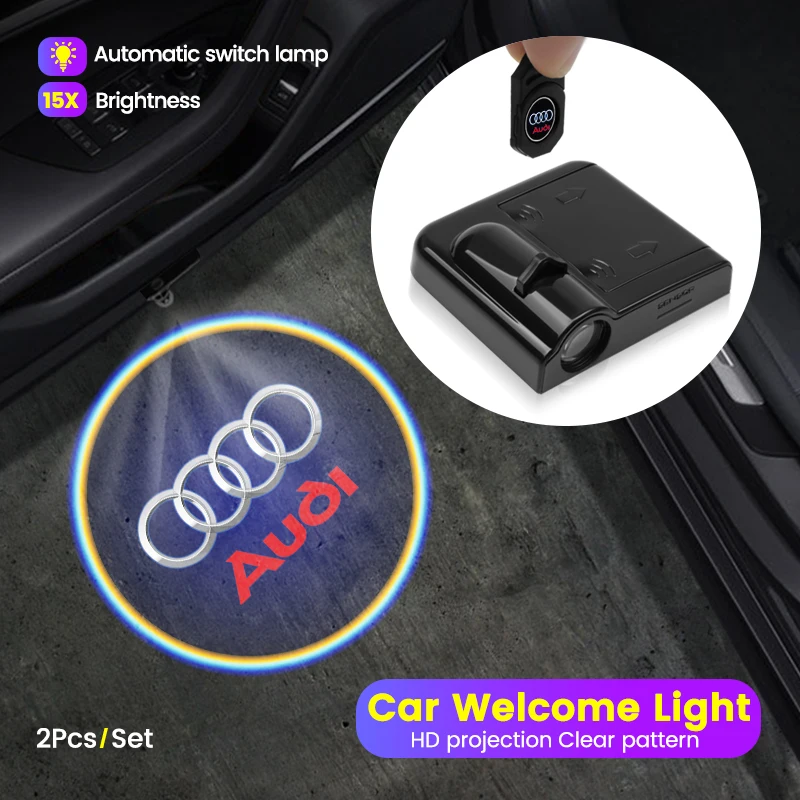 1/2Pcs Car HD Projector Lamp Car Door Wireless Welcome Light LED ...