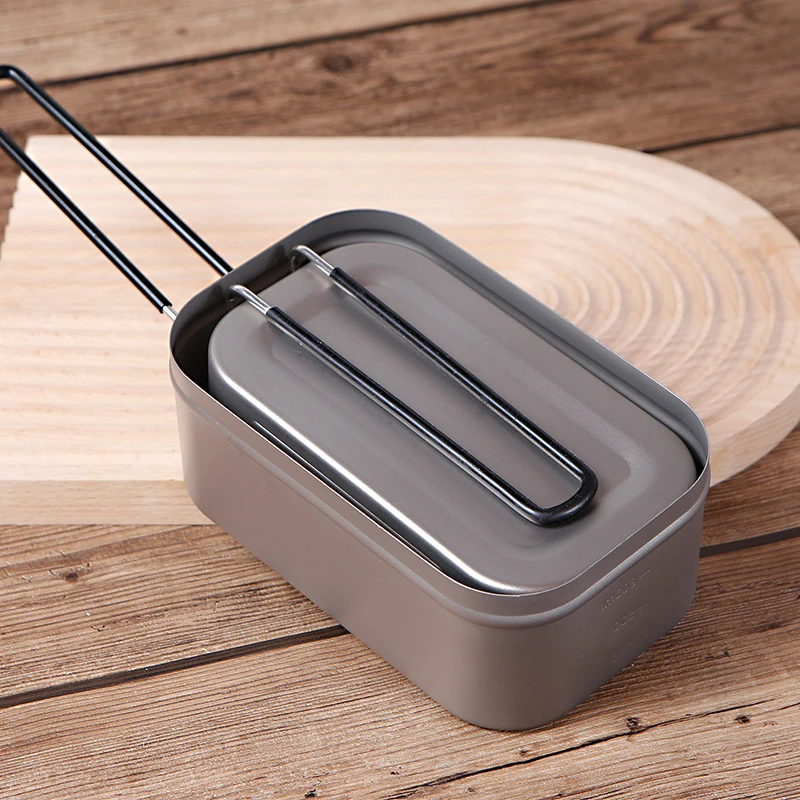 1200ML Outdoor Pure Titanium Portable Seal Folding Square shaped ...