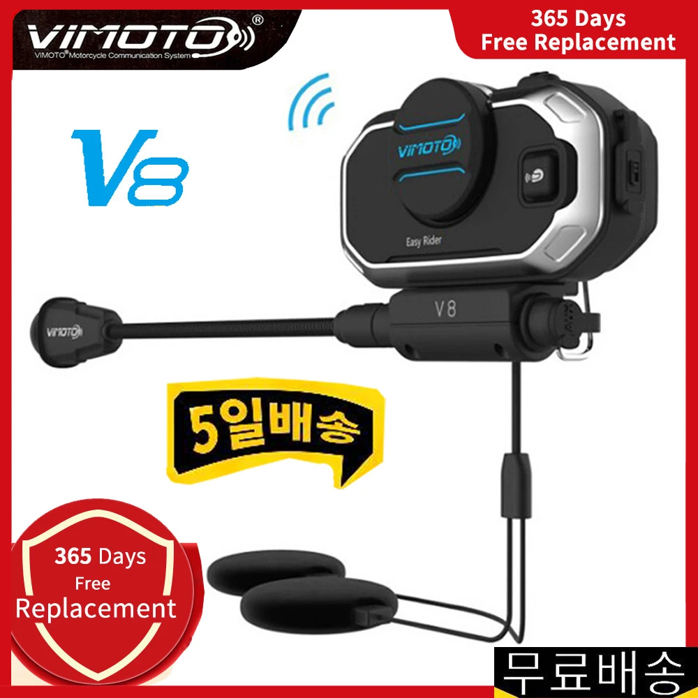 Vimoto V8 영어 버전 오토바이 헬멧 헤드셋 인터콤, 블루투스 호환, 이지 라이더 다기능 인터폰| | - AliExpress