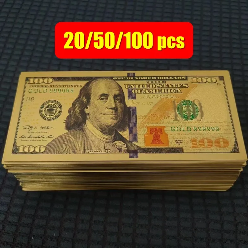 20-100pcs-US-100-Dollar-Bills-100-Dollars-Gold-Plated-Banknote-Fake ...