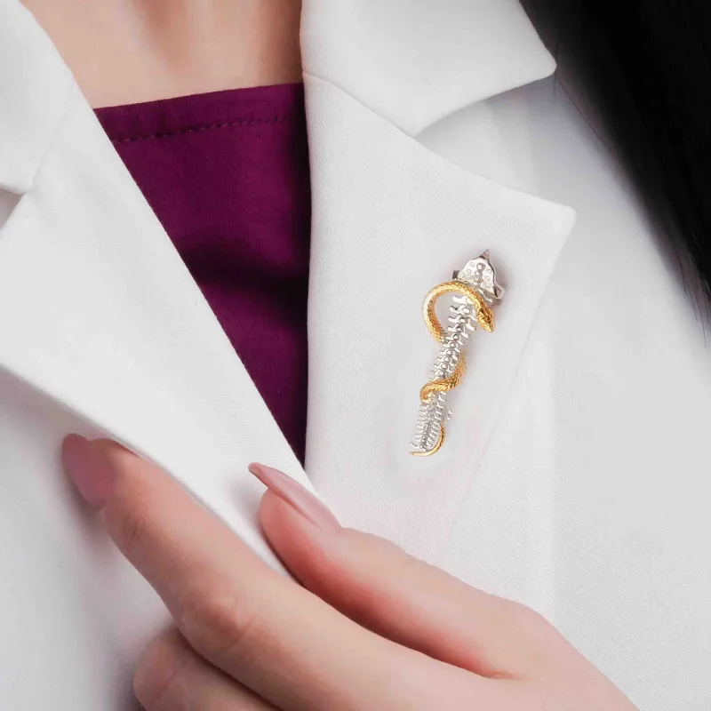 2-color-Silver-Plated-Medical-Brooch-spine-Snake-Beautifully-Shiny-Pin ...