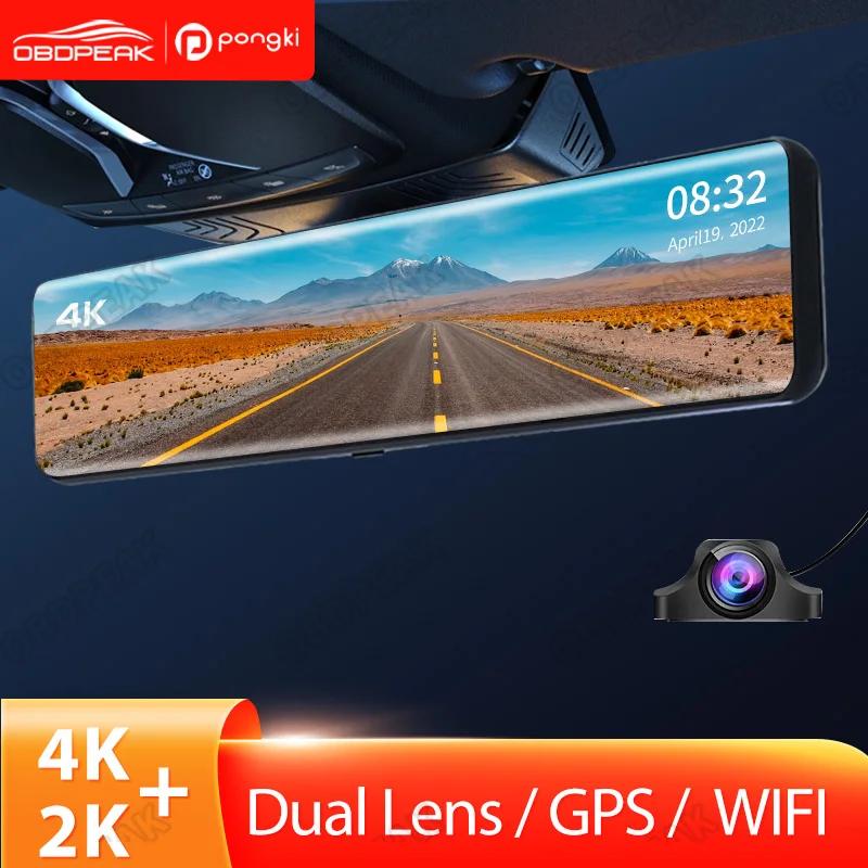 12-Inches-UHD-4K-2K-Dash-Cam-GPS-WIFI-Front-Rear-View-Mirror-Video ...
