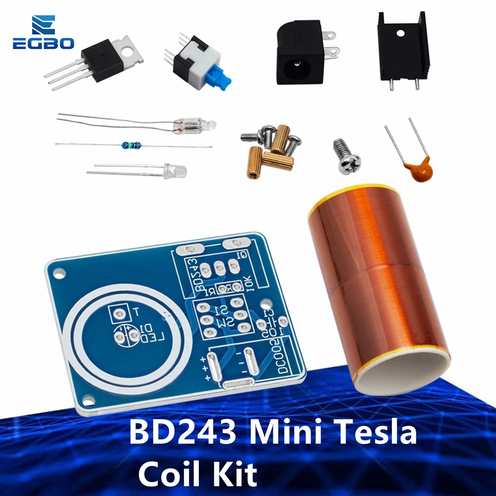 1pcs Bd243 Mini Tesla Coil Kit Magic Props Diy Parts Empty Lights ...