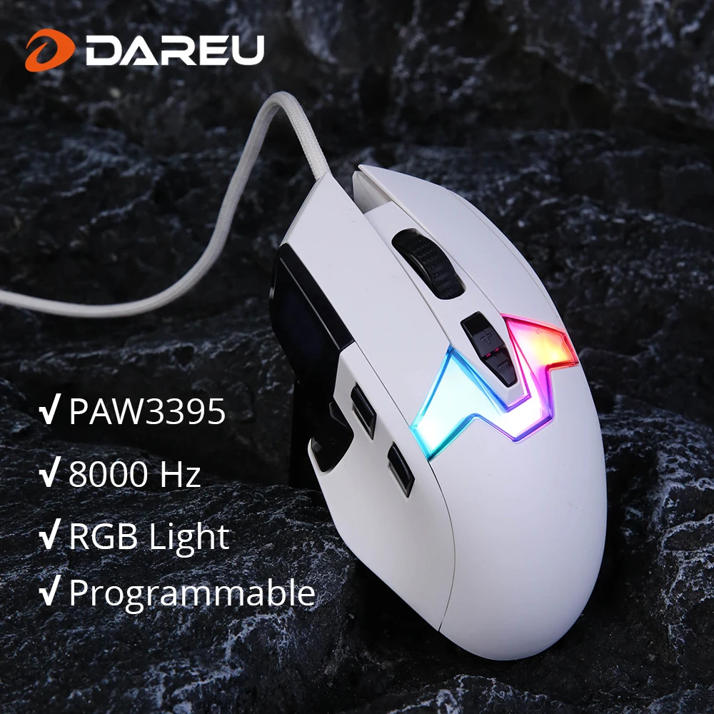 DAREU-A980-Wired-Gaming-Mouse-8000Hz-26000-DPI-PAW3395-RGB-Optical-Sensor-Ergonomic-Programmable ...