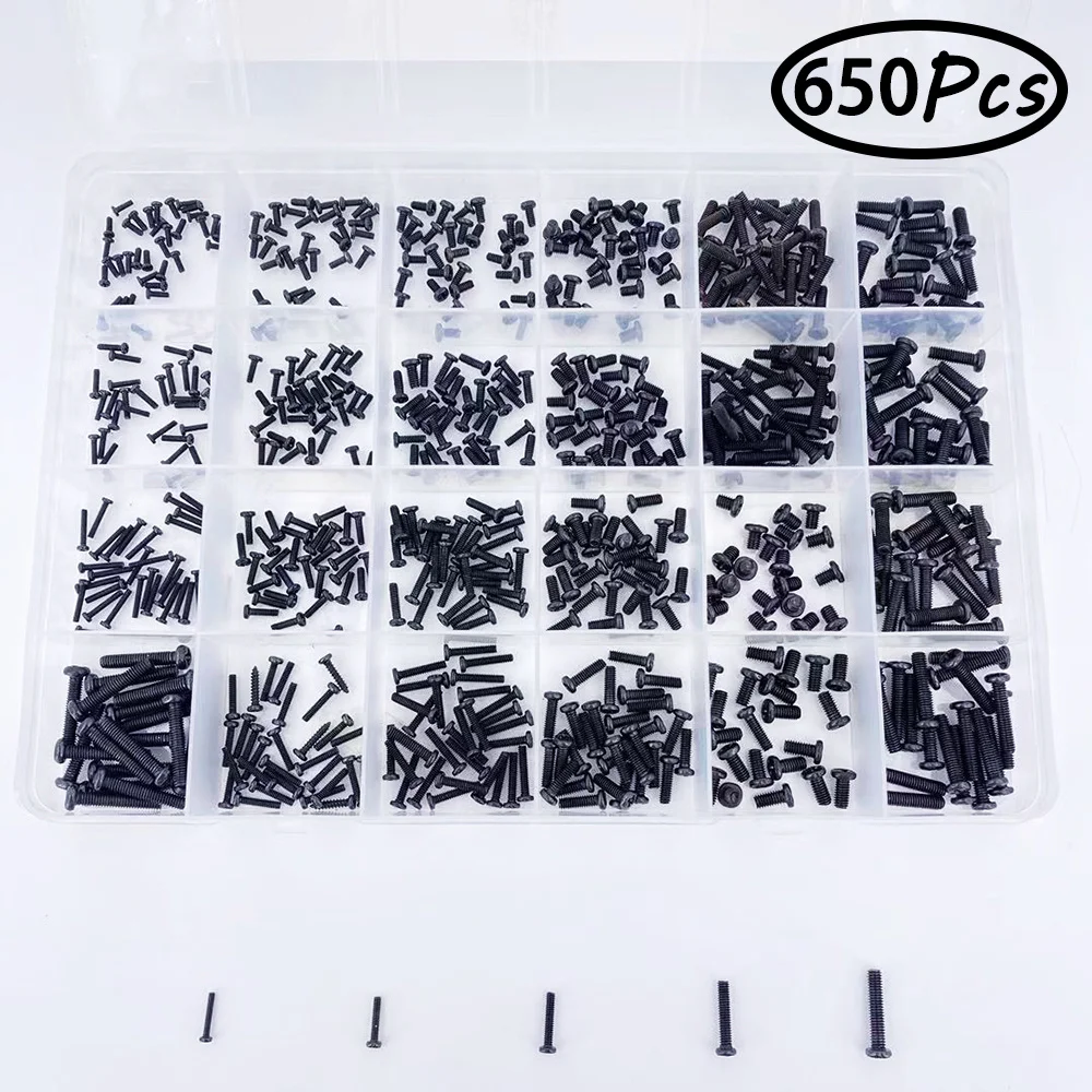 650pcs Cross Recessed Round Pan Head Machine Screws Set M1.4 M1.7 M2 M2 ...
