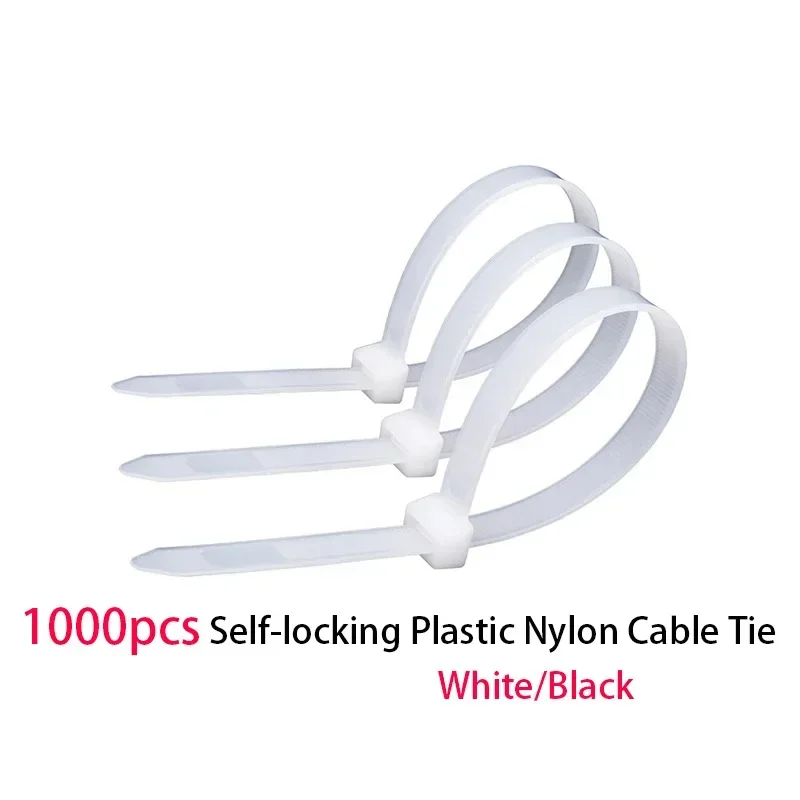 Self-locking-Plastic-Nylon-Cable-Tie-White-Black-3X200mm-Zip-Wraps ...