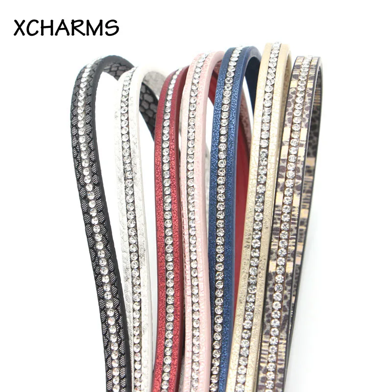 6mm-Flat-PU-Leather-Cord-Rope-Crystal-Rhinestone-Rope-Diy-Jewelry ...