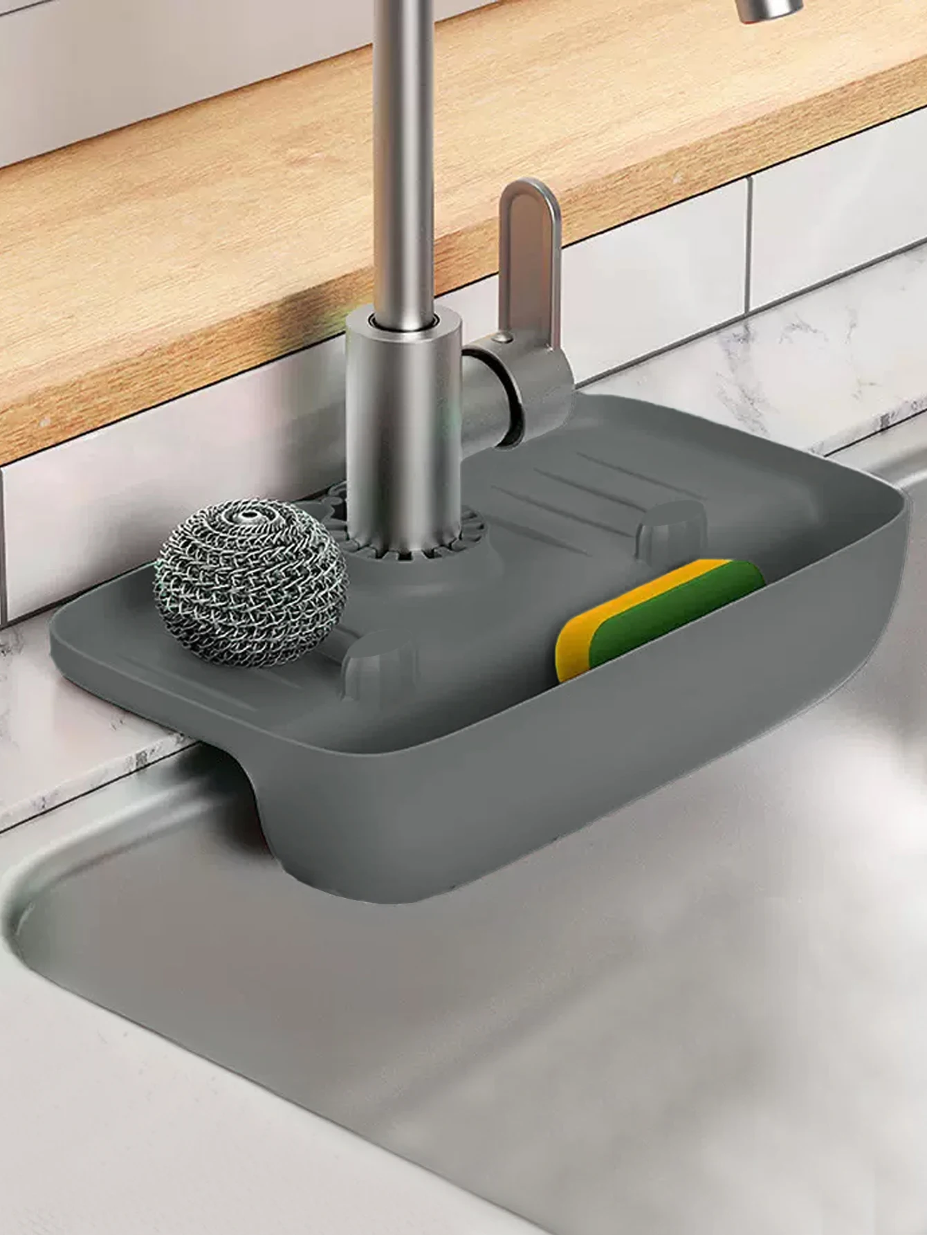 Household-Silicone-Sink-Drain-Rack-Faucet-Splash-Proof-Water-Collecting ...