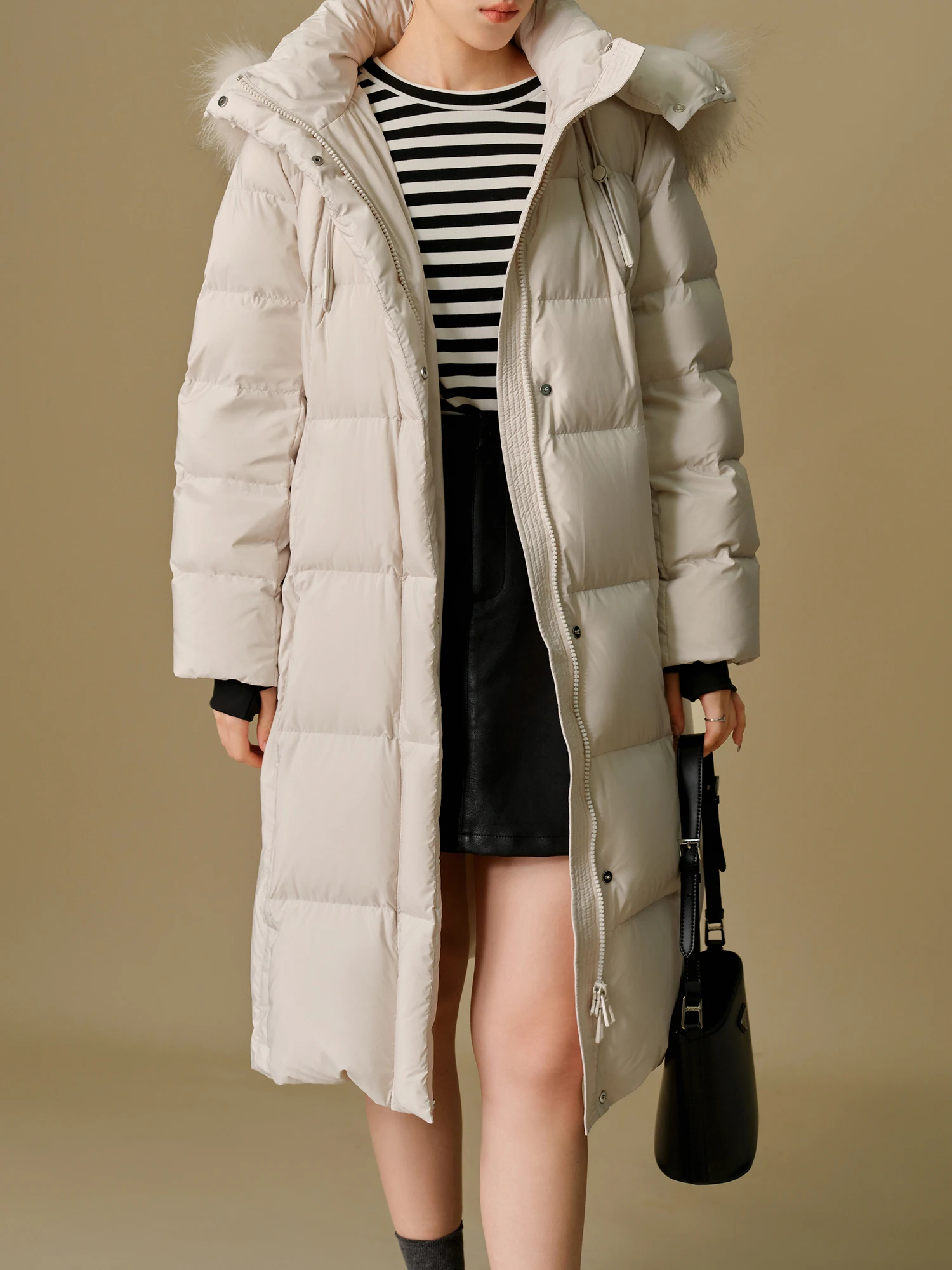 DUSHU 219.9G Filling Amount Plus Size Fur Collar Thickened Mid-length ...