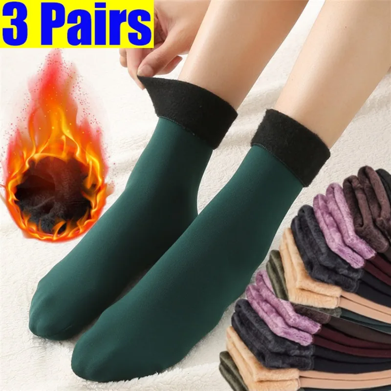 Women-Winter-Warm-Socks-Solid-Color-Thicken-Wool-Cashmere-Snow-Socks ...