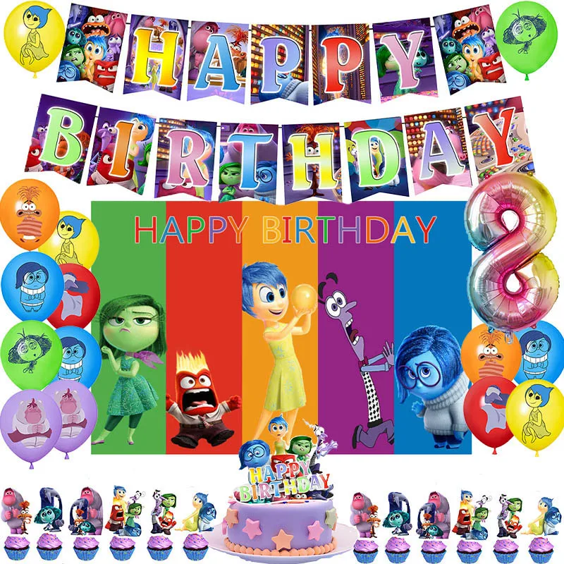 Inside-Out-Birthday-Party-Decoration-Balloon-Banner-Backdrop-Cake ...