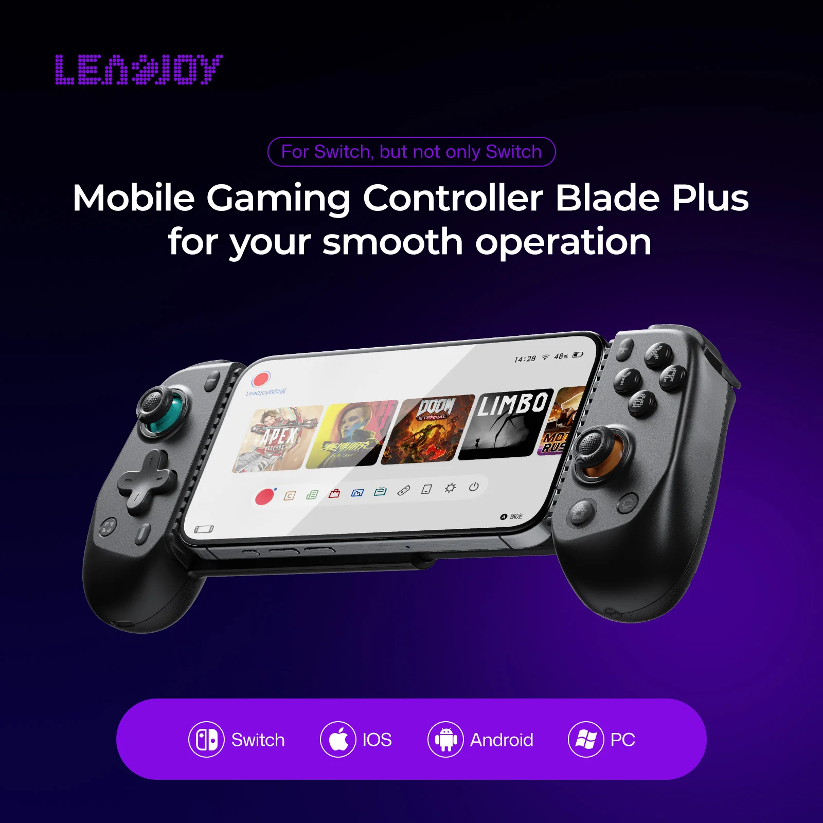 LEADJOY Blade Plus ワイヤレスゲームパッドは、Switch 1 2/Android/IOS/PC/Padに対応し、伸縮可能な ...