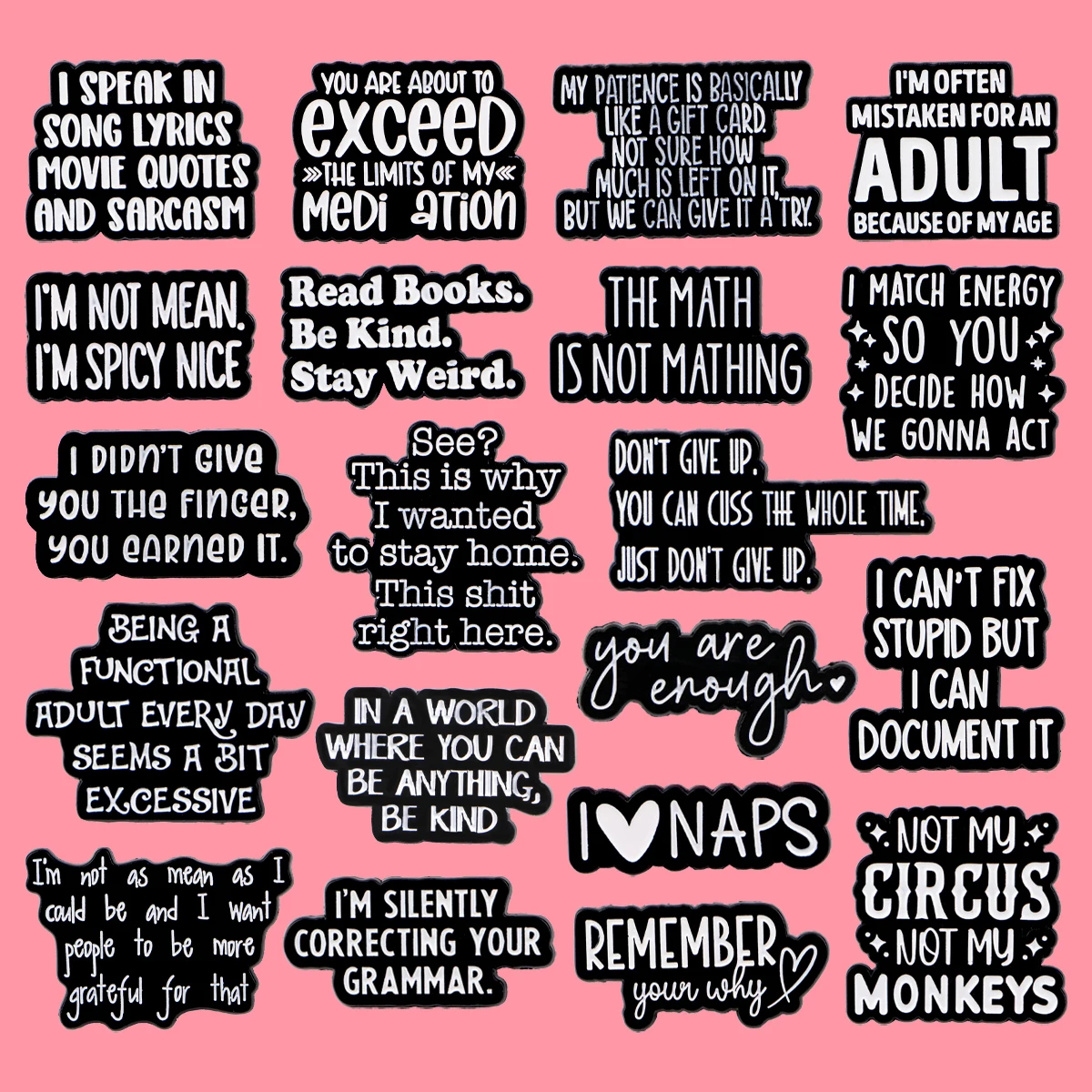 Funny Quotes Enamel Pins Simple Creative Phrase Brooches Lapel Pin ...