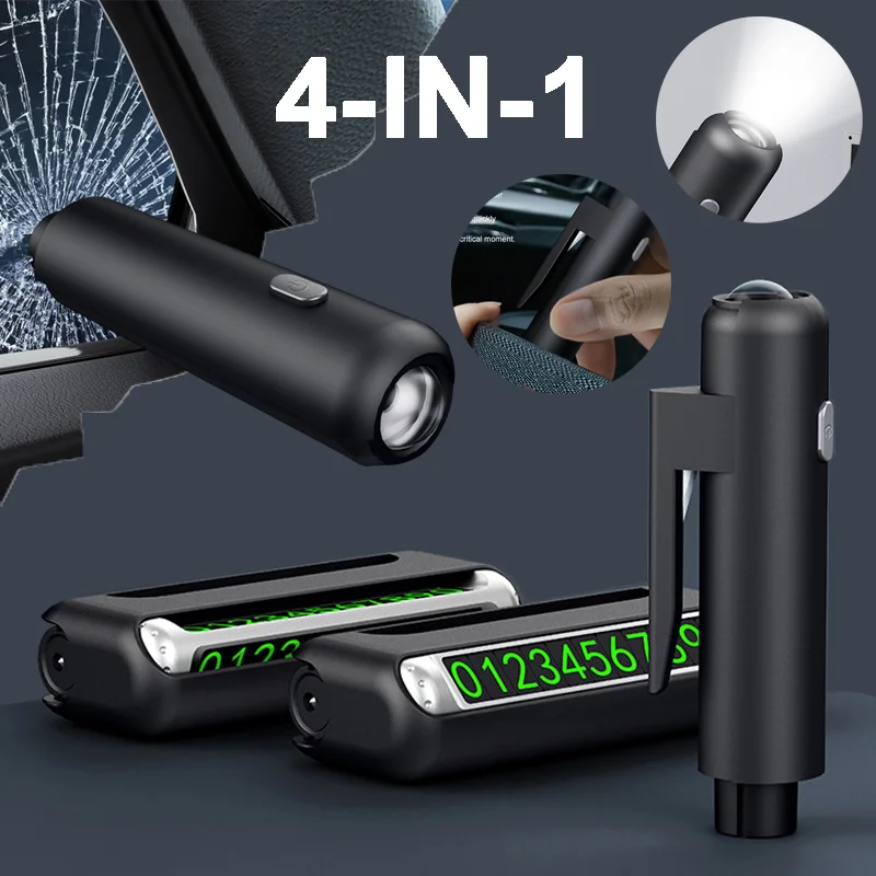 4-In-1-Car-Glass-Breaker-Safety-Hammer-Belt-Cutter-Flashlight-Car-Phone ...