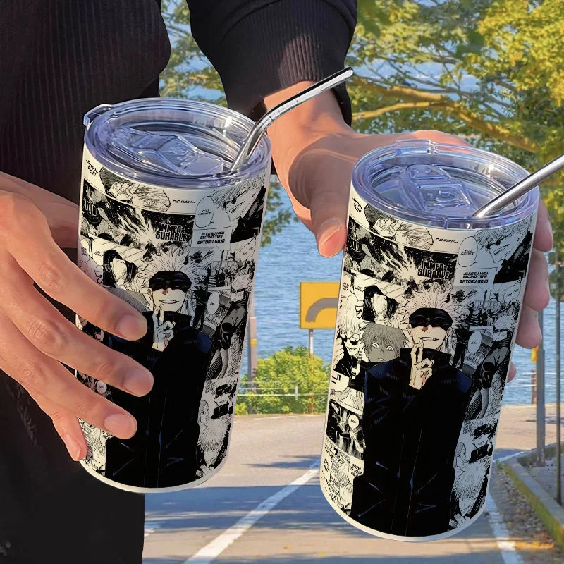420ML-Jujutsu-Kaisen-Thermos-Cup-With-Straw-Cartoon-Gojo-Satoru ...