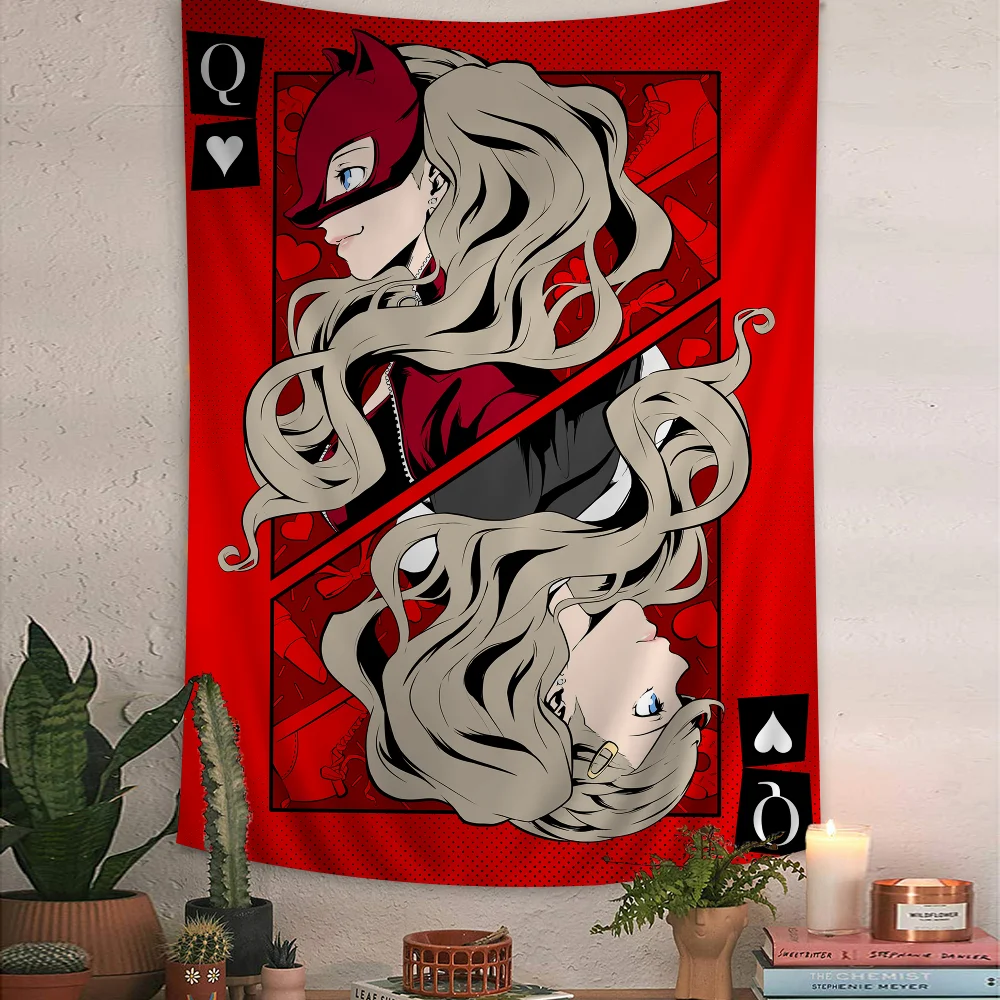 P-Persona 5 Tapestry Tarot Hippie Wall Rugs Dorm Wall Hanging Sheets ...