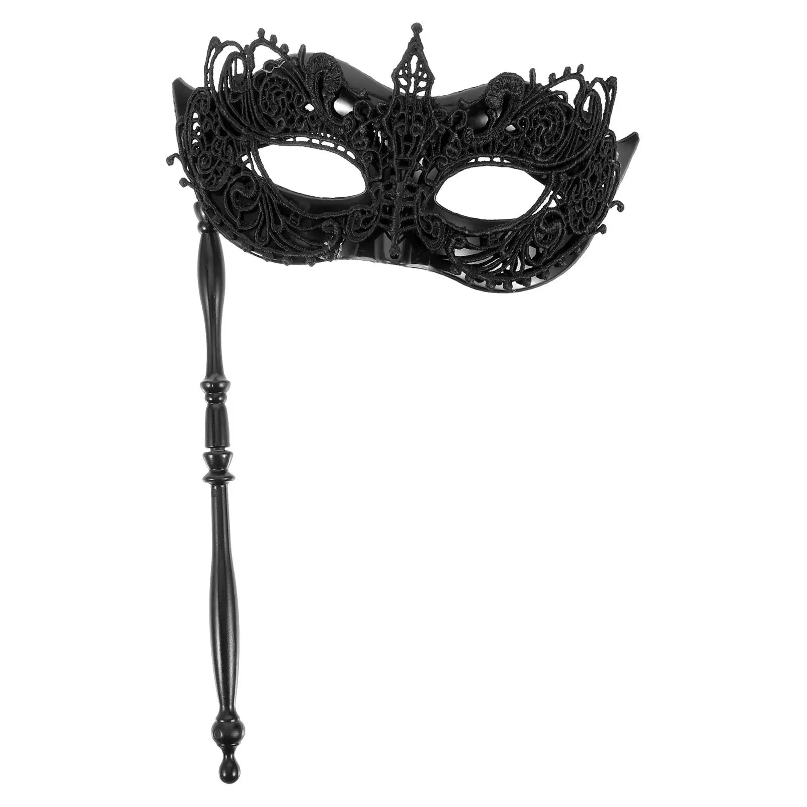 Black Masquerade Mask On Stick