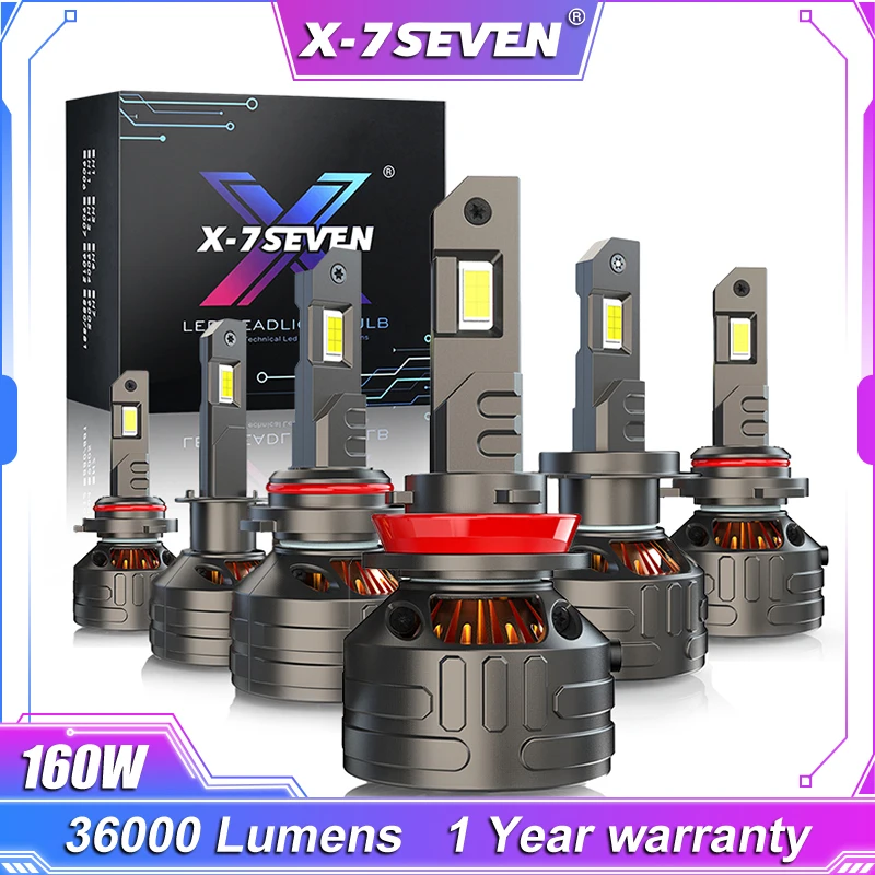 X-7SEVEN-X-KRONOS-160W-36000LM-6500K-LED-Headlight-Bulb-For-Car-9005-H7 ...