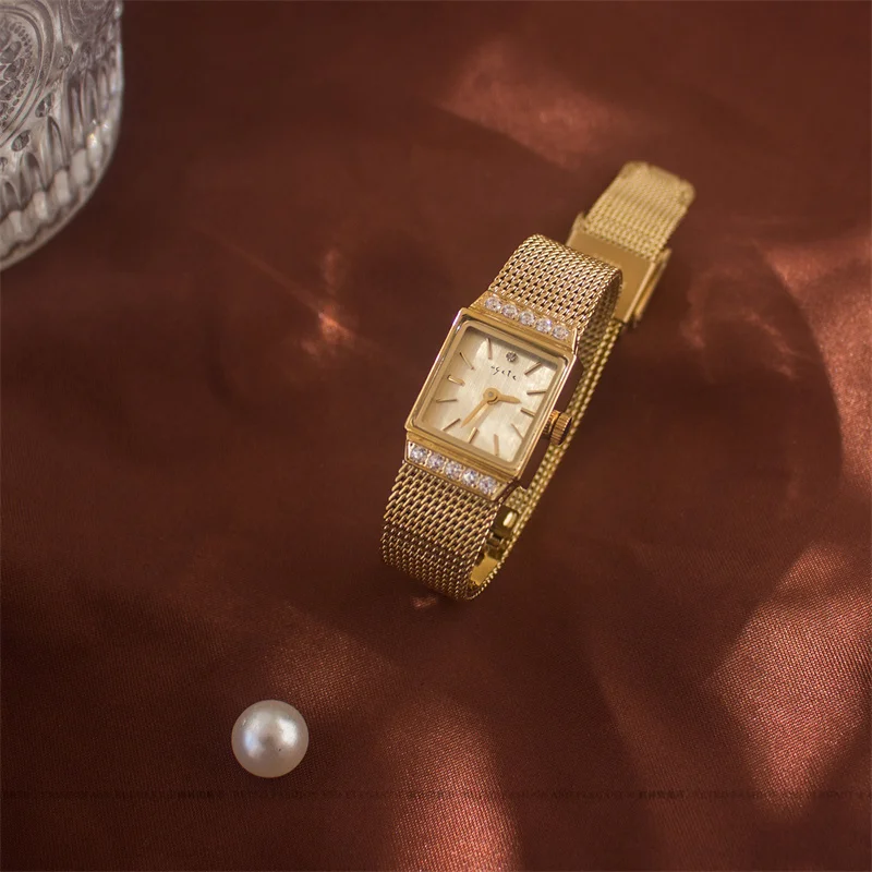 2023 New Women's Watch Japanese Watch Gold Watch Small Versatile Woven ...