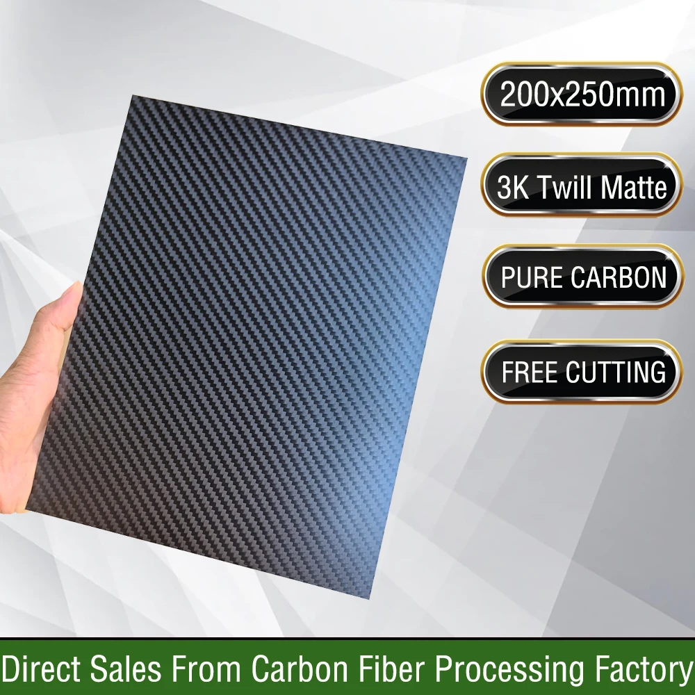 200x250mm Carbon Fiber Sheet 100% Pure Carbon Panel 0.5mm-10mm Thick 3K ...