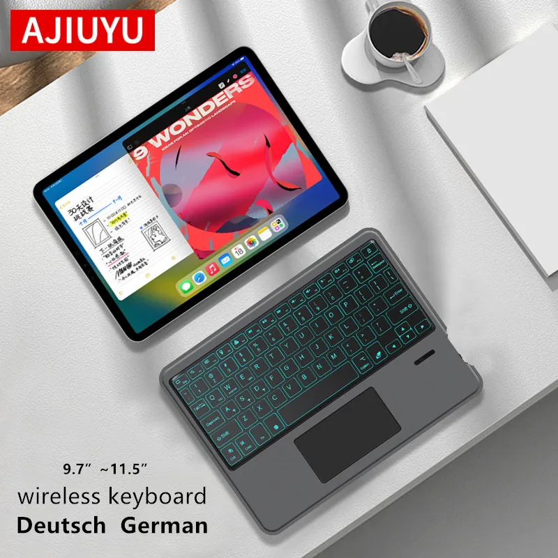 Deutsch-Wireless-Bluetooth-Backlight-Touchpad-Keyboard-For-Phone-iPad ...