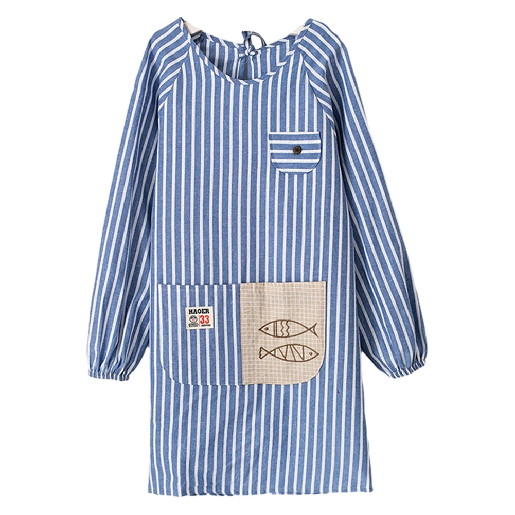 Cotton-Apron-Household-Kitchen-Long-Sleeved-Dirt-Resistant-Overalls ...