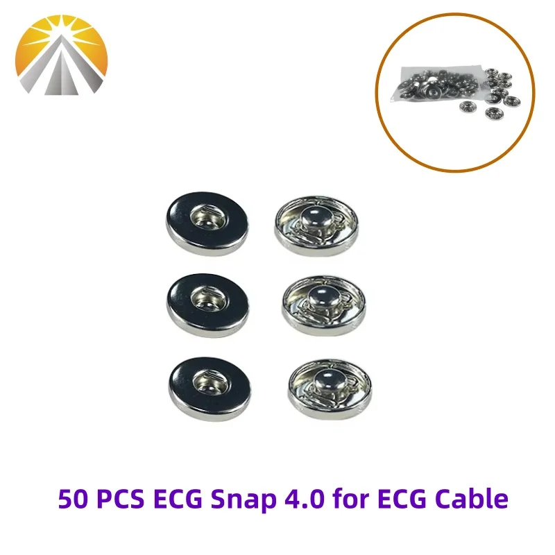 50 peças cada saco tamanho 4.0 fêmea ecg snap para ecg ekg cabo snap ...