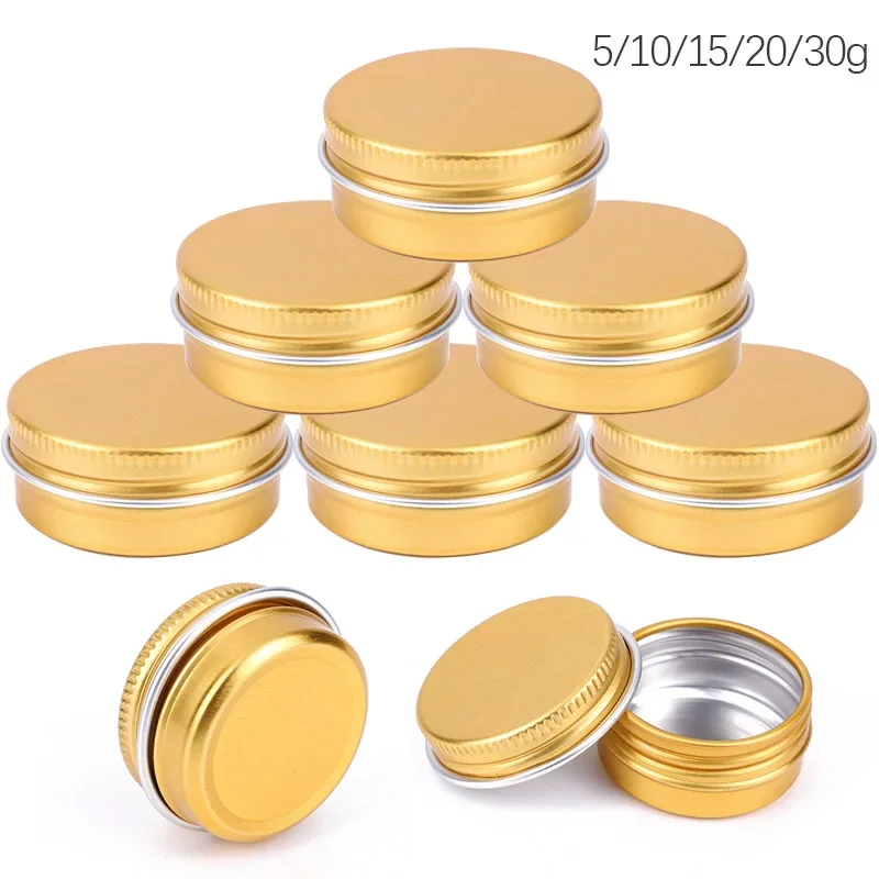 100pcs Golden Aluminum Tin Jars 5g 10g 15g 20g 30g Empty Candle Jar Tea ...