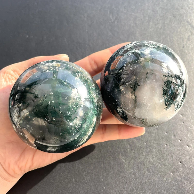 Natural Crystal Ball Moss Agate Sea Salt Ball Aquarium Accessories Desk ...