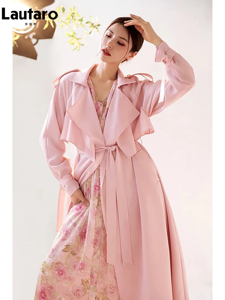 Lautaro-Spring-Autumn-Long-Sweet-Thin-Flowy-Soft-Pink-Trench-Coat-for ...