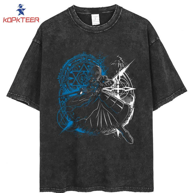 Camisetas con estampado de Fate Saber Vintage para hombre, Camisa de ...