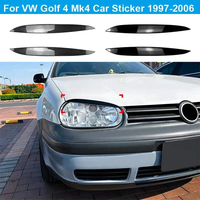 1997-2006-For-VW-Golf-4-Mk4-2Pcs-Black-ABS-Car-Front-Lamps-Trim-Sticker ...